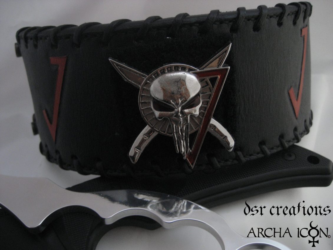 MDS Necro Shield Patch on Leather Cuff - Archa Icon