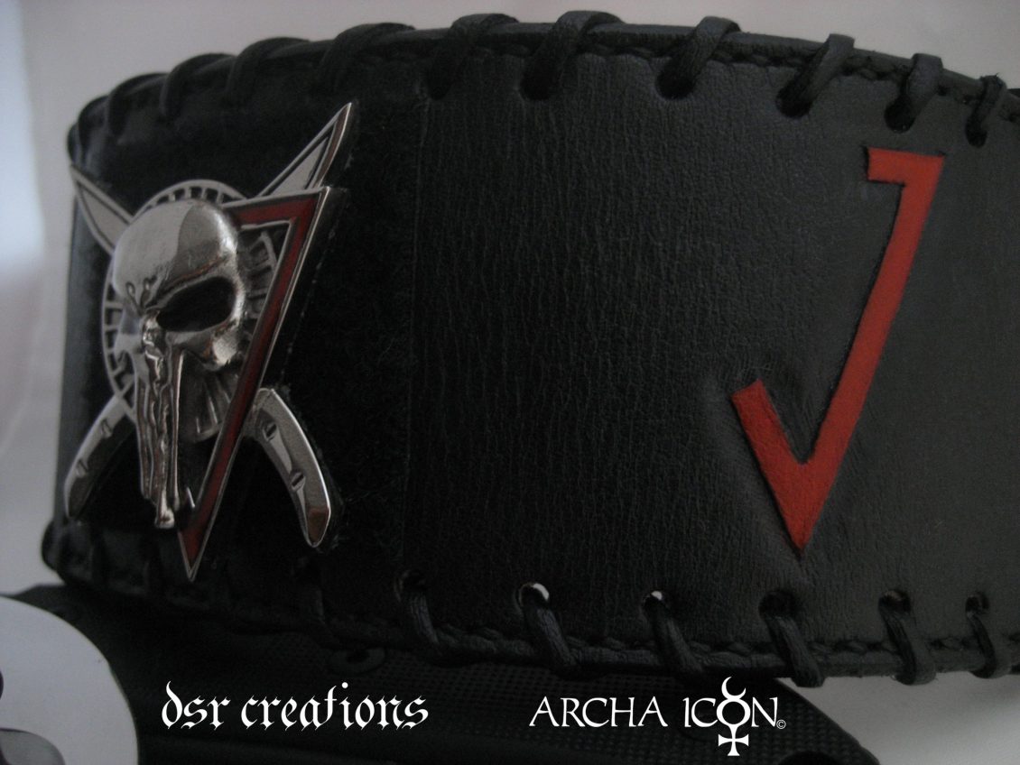 MDS Necro Shield Patch on Leather Cuff - Archa Icon